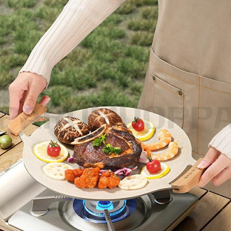 ラウンドグリドルパン 丸型 30cm 34cm 38cm 直火/ガス/IH対応 軽量アルミ合金 グリルパン グリルプレート マルチグリドルパン フライパン アウトドア : parumuoppa ...