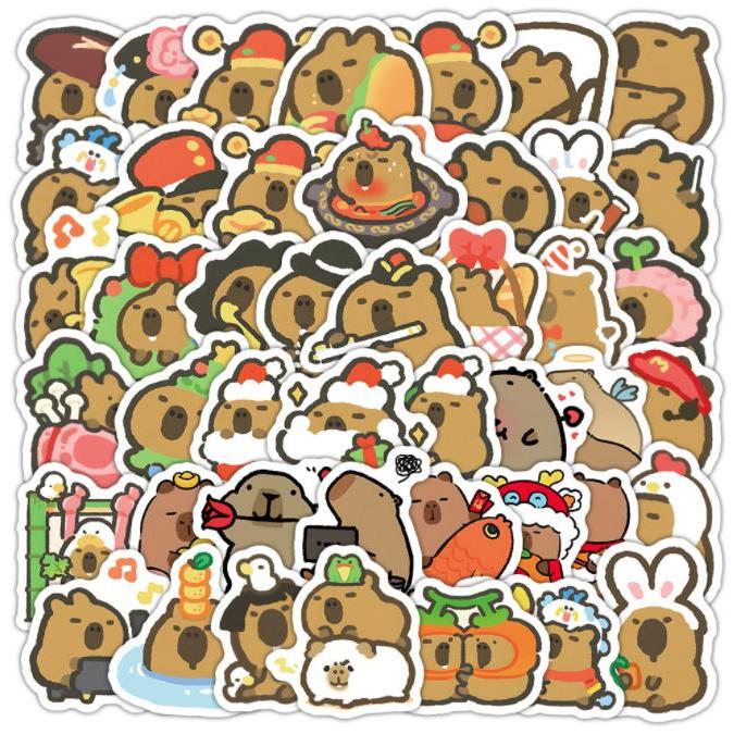 カピバラ ステッカー 100枚セット 防水シール Q版 アニメ キャラクター 周辺 萌えグッズ 手帳 シール 装飾品 かわいい 漫画 DIYステッカー 人気 スマホ : caimtd0579 ...