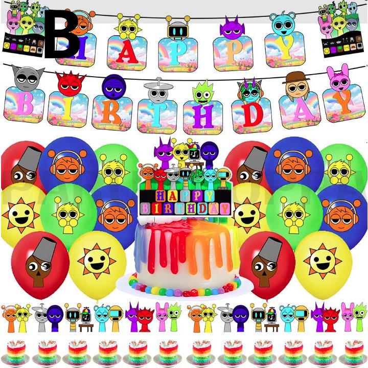 スプランキー 誕生日 飾り付け バルーンセット sprunki plush バースデー セット HAPPY BIRTHDAY 風船 飾り 誕生日飾り 男の子 女の子人気ゲーム キッズ ...