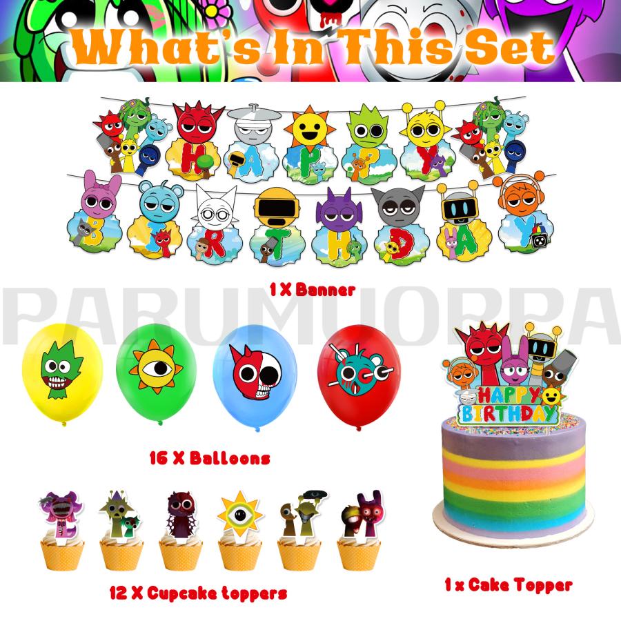 スプランキー 誕生日 飾り付け バルーンセット sprunki plush バースデー セット HAPPY BIRTHDAY 風船 飾り 誕生日飾り 男の子 女の子人気ゲーム キッズ ...