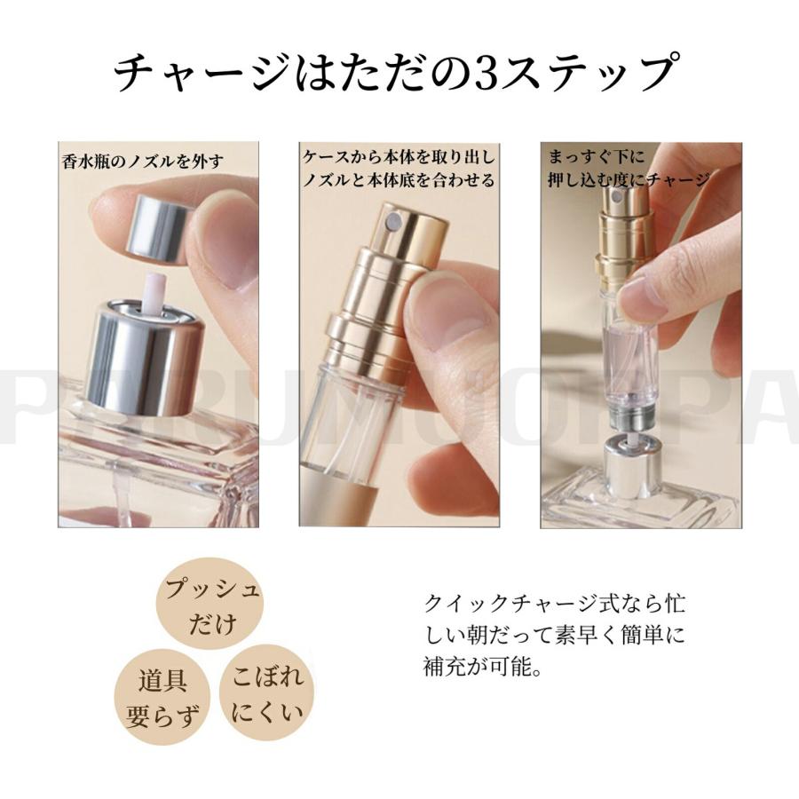 即納 アトマイザー 香水噴霧器 5ml プシュ式 詰め替え香水瓶 ポータブルで携帯便利 漏れ防止 底部充填 入れ方簡単 ボトムフィル 旅行用 詰替容器 プレゼント : parumuoppa ...