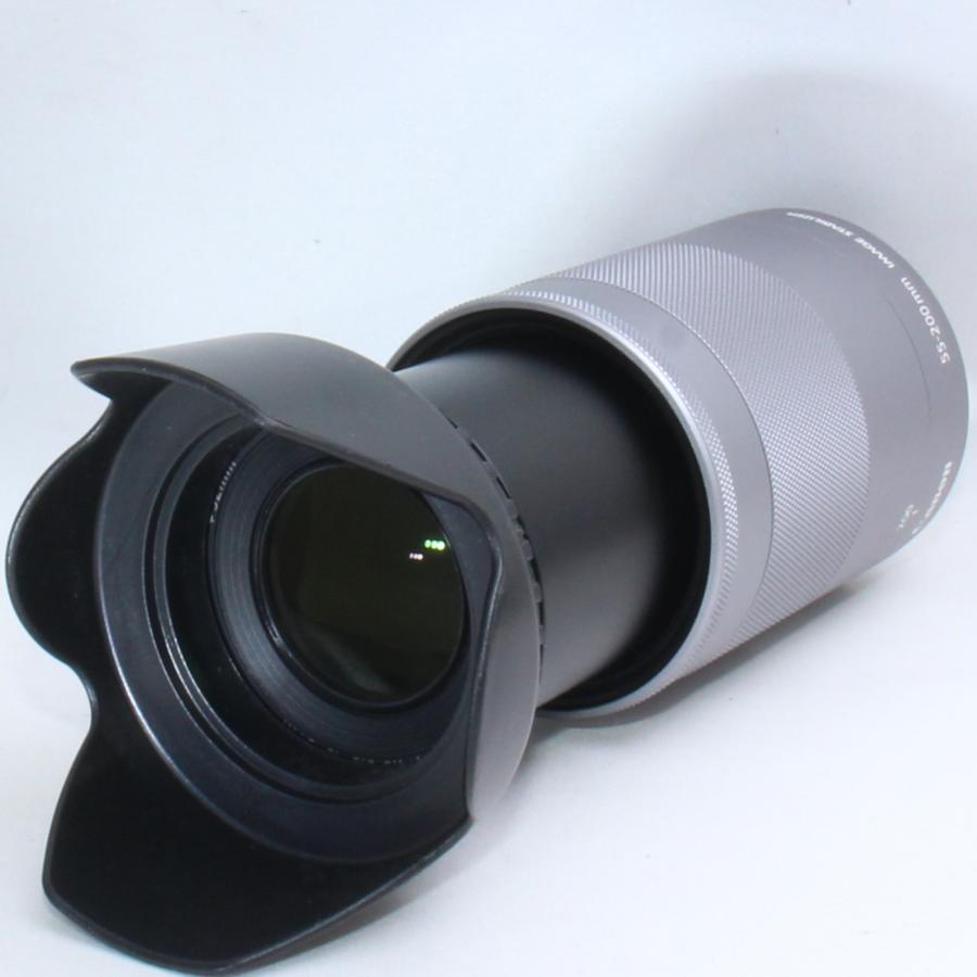 EOS M キヤノン Canon 望遠ズームレンズ EF-M55-200mm F4.5-6.3 IS STM [シルバー] 前後キャップ レンズフード付き : PASSION 385 ...