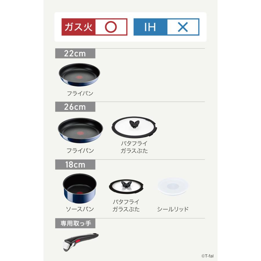 ティファール T-fal インジニオ・ネオ ロイヤルブルー・インテンス セット7 L43794 送料無料 / 7点セット IH不可 ガス火専用 フライパン 22cm 26cm ソースパン :t ...