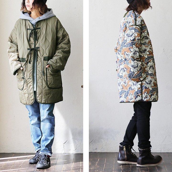 PATY アウター ジャケット コート ライナーコート キルティング 無地 花柄 総柄 リバーシブル ノーカラー ナイロン 中綿 キルト 体型カバー CUBESUGAR : PATY - 通販 ...