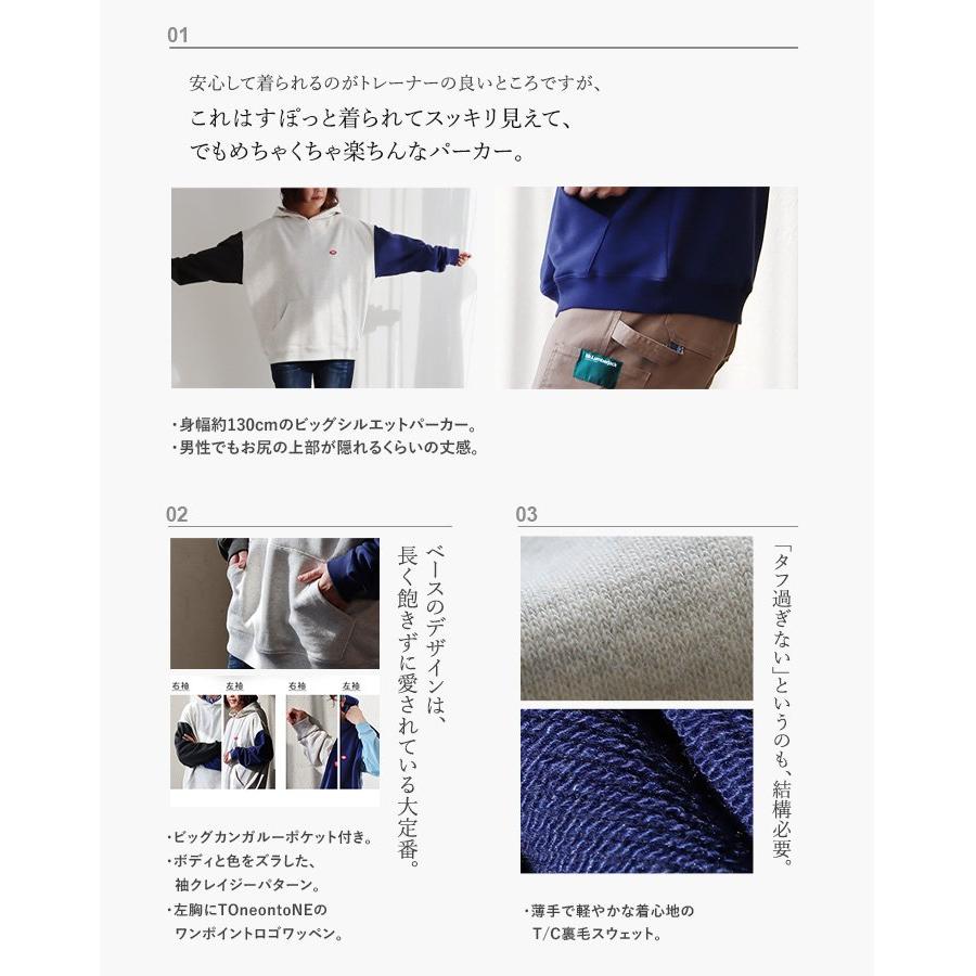 パーカー 裏毛 春 スウェット ワイド すっきり 着痩せ ビッグシルエット メンズ レディース 長袖 ポケット 軽い リブ パティ TONE ...