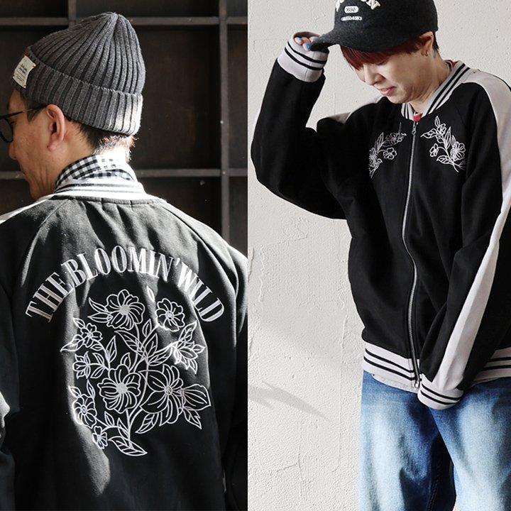 ジャケット スーベニアジャケット スカジャン メンズ レディース 花刺繍 配色 リブライン ロゴ フェイクスウェード 大きいサイズ ゆったり カジュアル 秋 冬 春 パティ PATY ジャケット スーベニアジャケット スカジャン メンズ レディース