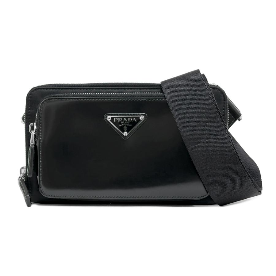 PRADA [中古] プラダ Re-Nylon×レザー ベルトバッグ 2VH156_789_F0002_V_OMT クロスボディバッグ ブラック ファスナー開閉 カード入れ付き : 質かわむら ...