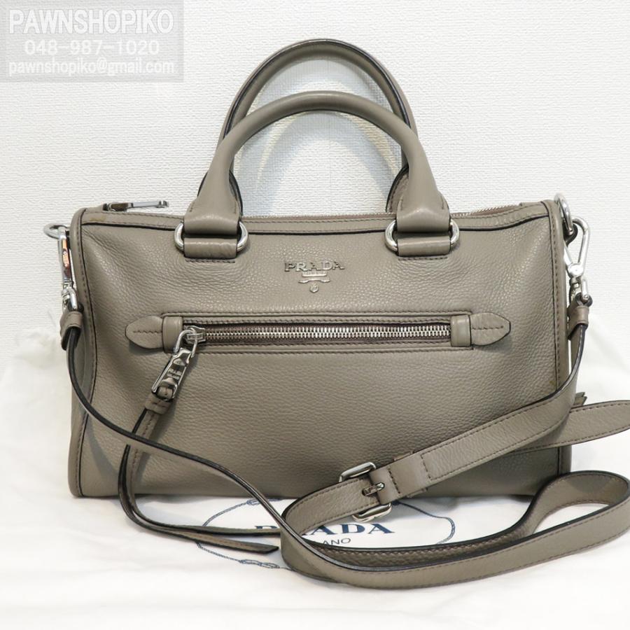 PRADA プラダ VITELLO PHENIX 2WAYショルダー付き ハンドバッグ 1BB022 レザー グレー 中古 [質イコー] : ポーンショップイコー - 通販 - Yahoo ...