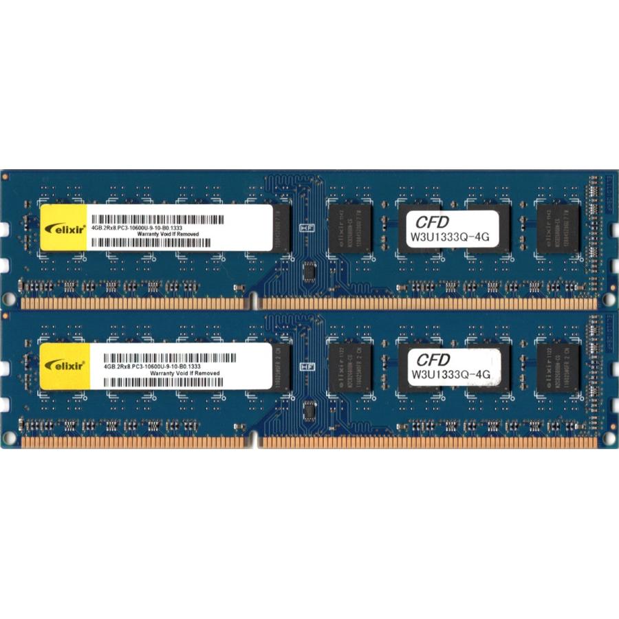 CFD販売 Elixir デスクトップ用 DDR3メモリー 8GB (4GB x 2枚) PC3-10600 CL9 W3U1333Q-4G ...