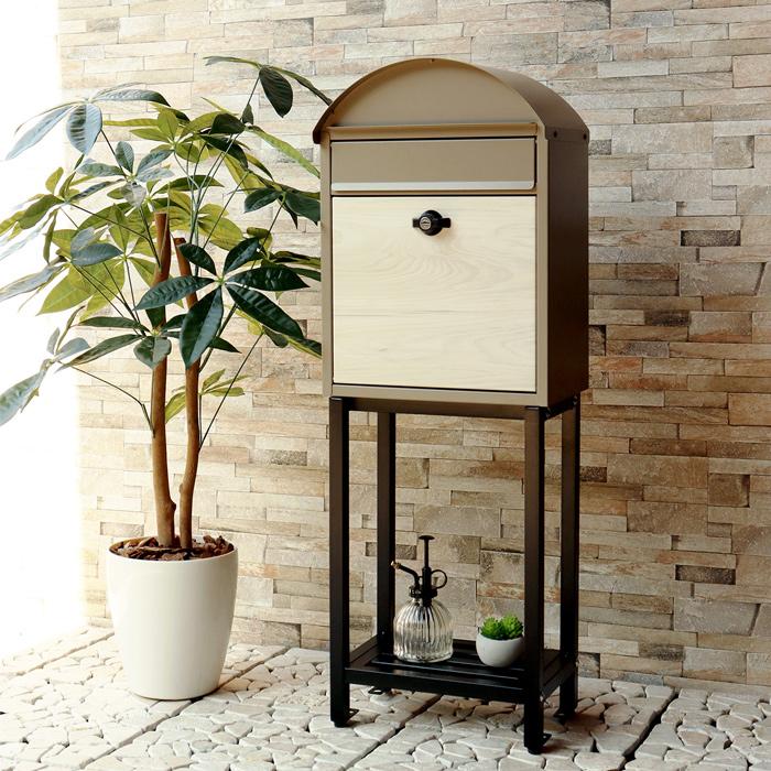 MOJYU 郵便ポスト スタンドポスト Simon シモン SDM-071 ミルクティーベージュ/ホワイト木目 : PCあきんど - 通販 - Yahoo!ショッピング