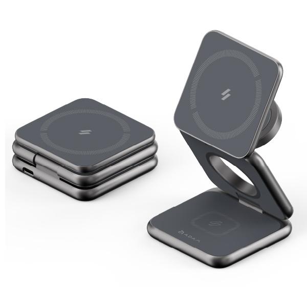 ADAM Elements AACADMAG3OGGY Mag 3 MagSafe対応 3in1 折りたたみトラベルチャージングステーション ...