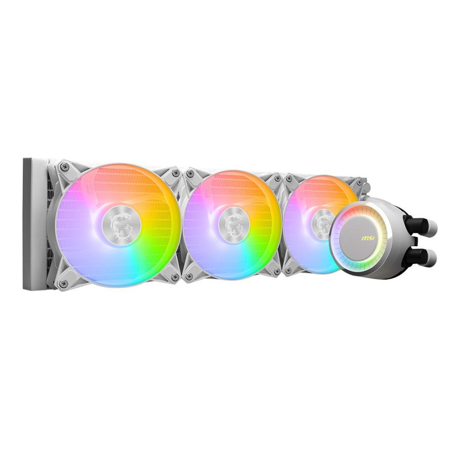 MSI MAG CORELIQUID E360 WHITE 耐久性の高い三相モーター採用ポンプ搭載 360mm水冷クーラー ホワイト ...