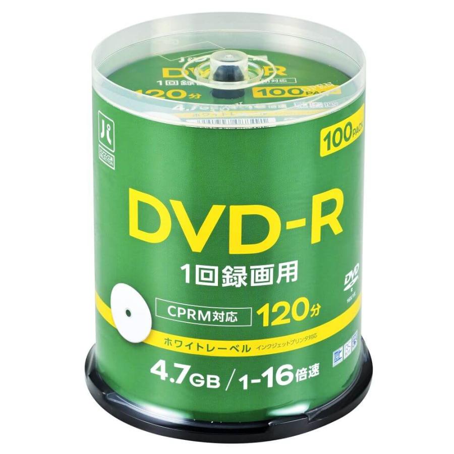 UNITCOM UNI-VHR12JP100S DVD-R 100枚スピンドルケース入り 1回録画用 4.7GB ホワイトレーベル インク ...
