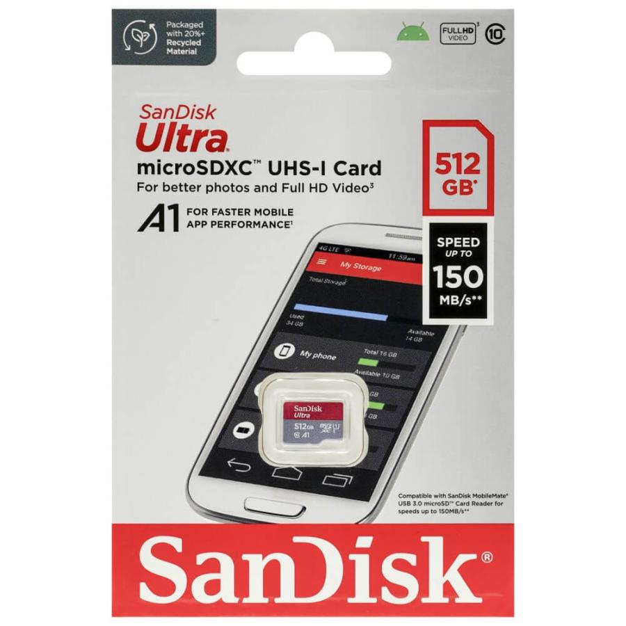 SanDisk SDSQUAC-512G-GN6MN ULTRAシリーズ microSDXC 512GB A1 U1 class10 R=150MB/s 英語パッケージ : パソコン工房 ...