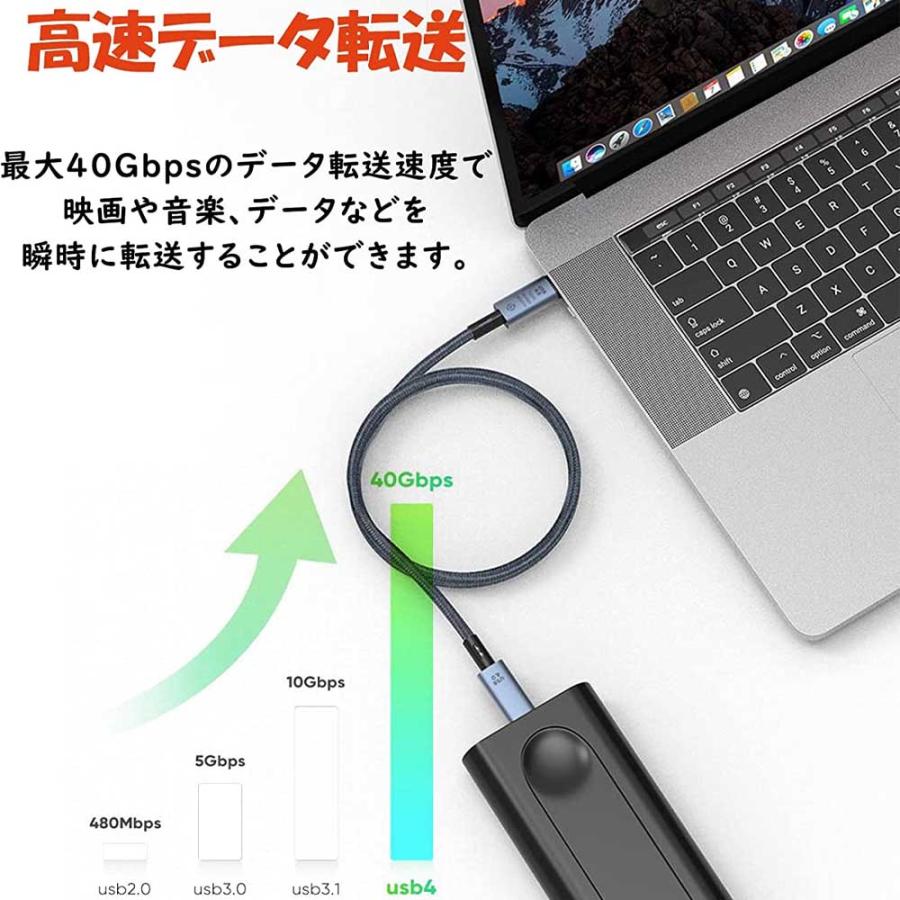 PD 240W Type-C USB4 ケーブル 1.2M 40Gbps高速転送 PD対応【 48V 5A 】 急速充電 : pcastore ...