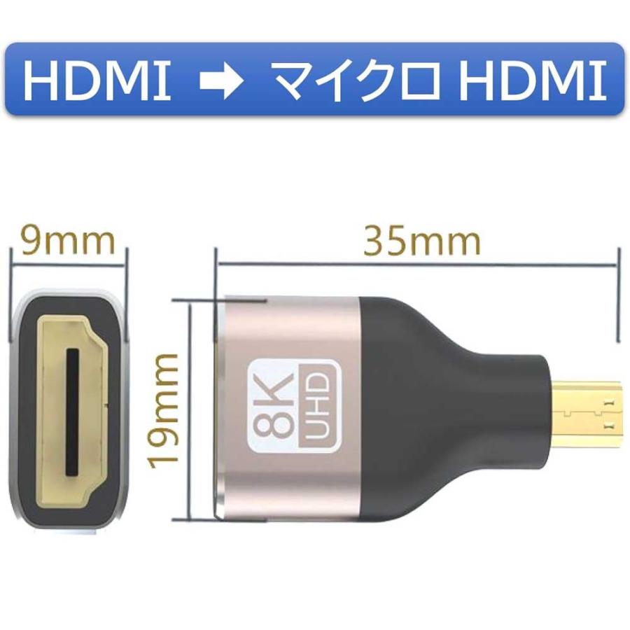 48Gbps micro HDMI 8K オス to 8K（Aタイプ）メス 変換アダプタ : pcastore - 通販 - Yahoo!ショッピング