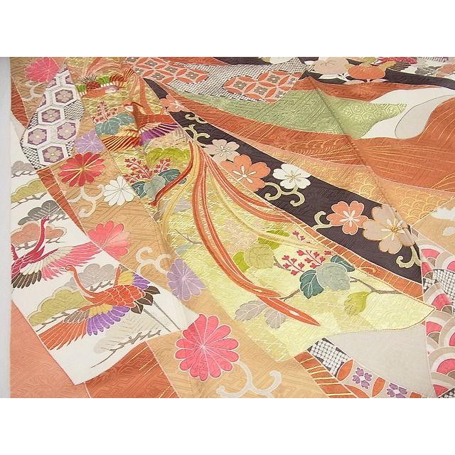 平和屋本店□極上 創業460年・千總 振袖 駒刺繍 束ね熨斗花鳥文 平和屋本店□極上 創業460年・千總 振袖 駒刺繍 束ね熨斗花鳥文