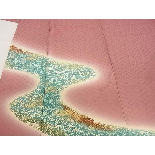 平和屋着物 訪問着 流水笹竹文 暈し染め 金彩 着丈160.5cm 裄丈63cm 正絹 逸品 A-wj3908 : 平和屋 - 通販 - Yahoo!ショッピング
