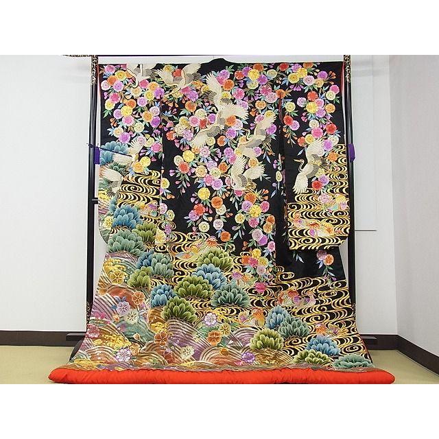 色打掛和装婚礼結婚式花嫁衣装神社挙式総刺繍飛鶴草花文銀糸 色打掛和装婚礼結婚式花嫁衣装神社挙式総刺繍飛鶴草花文銀糸