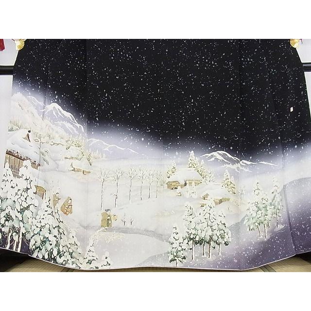 平和屋本店□極上 友禅作家 茂野大生 訪問着・袋帯セット 雪景色 雪ん