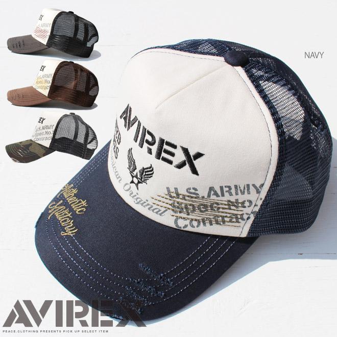 【AVIREX】【CAP】シンプル ロゴ＆エンブレム刺繍メッシュキャップ帽子 0600 アビレックス【男女兼用/メンズ/レディース ...