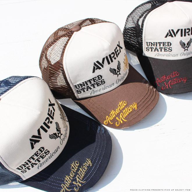 【AVIREX】【CAP】シンプル ロゴ＆エンブレム刺繍メッシュキャップ帽子 0600 アビレックス【男女兼用/メンズ/レディース ...
