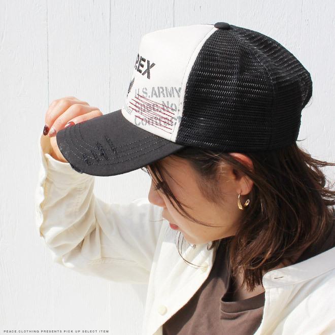 【AVIREX】【CAP】シンプル ロゴ＆エンブレム刺繍メッシュキャップ帽子 0600 アビレックス【男女兼用/メンズ/レディース ...