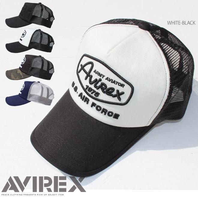 【AVIREX】【CAP】60 シンプル airforce ロゴ＆エンブレム刺繍メッシュキャップ帽子 アビレックス ...