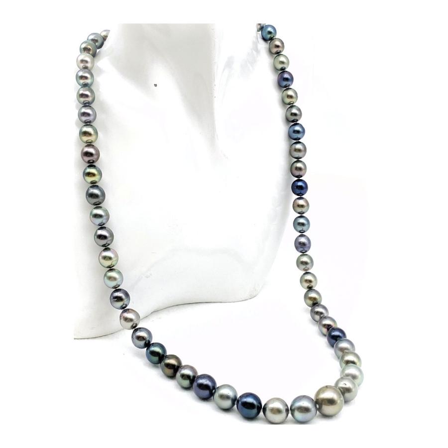 真珠 タヒチ 黒蝶 パール マルチカラー セミロング ネックレス 8.5-13.0mmUP 62cm SV925クラスプ Black Pearls 【パール男子も必見！】 : パール工房ism ...