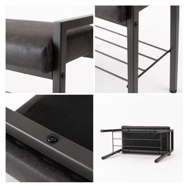 東谷 スツール PC-202BK PC-202CA 収納あり 取っ手つき レザー風 棚付き アジャスター 椅子 チェア 腰掛け 背もたれなし ...