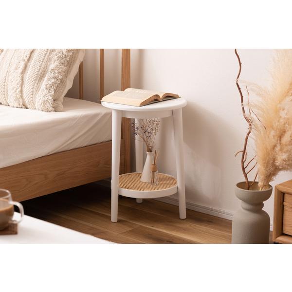 東谷 サイドテーブル PT-471BK PT-471WH テーブル ラタン 二段 2段 丸 円 韓国インテリア シンプル ナチュラル 寝室 ソファーサイド : Peeece - 通販 ...