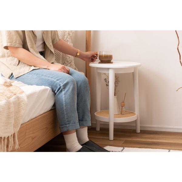 サイドテーブル PT-471BK PT-471WH テーブル ラタン 二段 2段 丸 円 韓国インテリア シンプル ナチュラル 寝室 ソファーサイド : pt-471 : Peeece ...