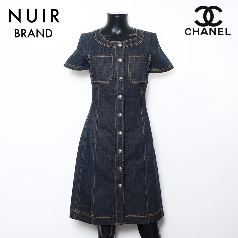 CHANEL シャネル ワンピース E97 ココマーク ボタン 半袖 Size:36 ブルー : NUIR BRAND ヤフーショッピング店 - 通販 - Yahoo!ショッピング