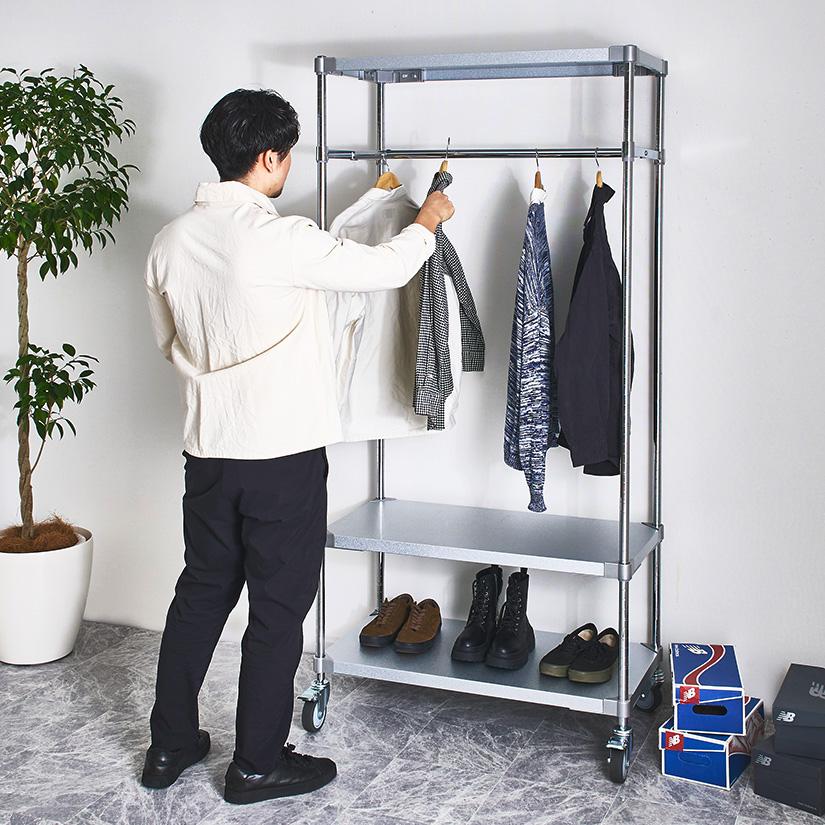 PROFACE プロフェイス ガルバリウム ハンガーラック 幅120 奥行35 高さ225 4段 (幅121.7×奥行36.2×高さ224cm) GH4-35120 : ルミナス エレクター ...