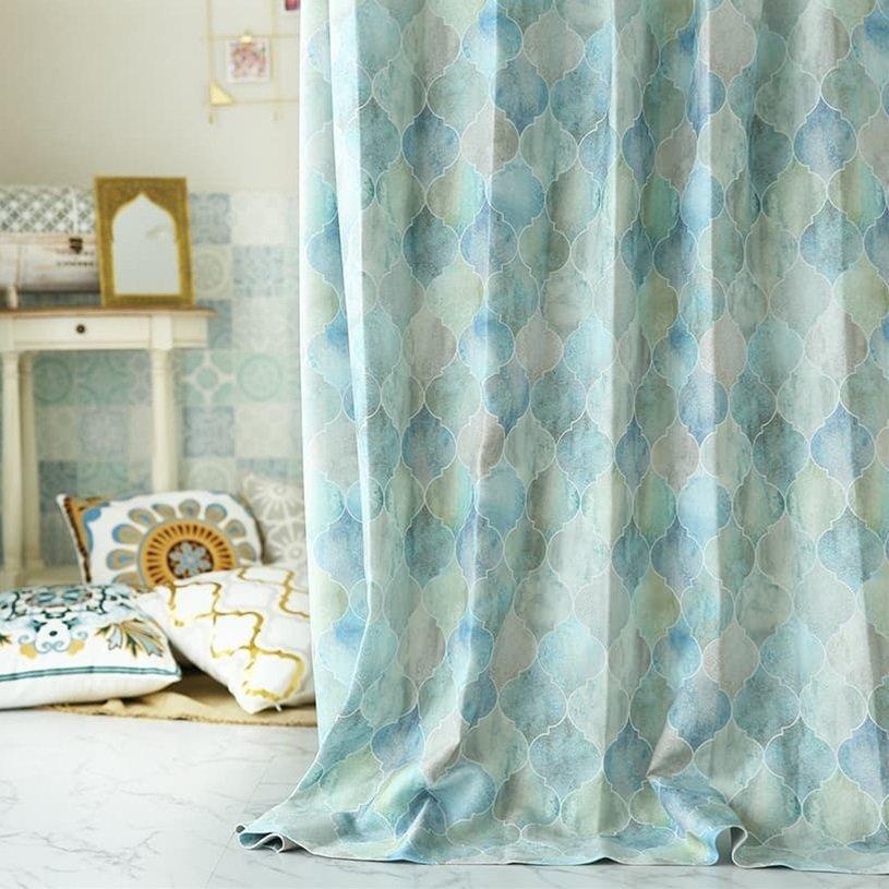 ユニベール 入荷予定確認中 カーテン 遮光 オーダー 1級遮光 洗濯可能 遮熱 グリーン モロッカン オーダーカーテン 1.5倍ヒダ ...