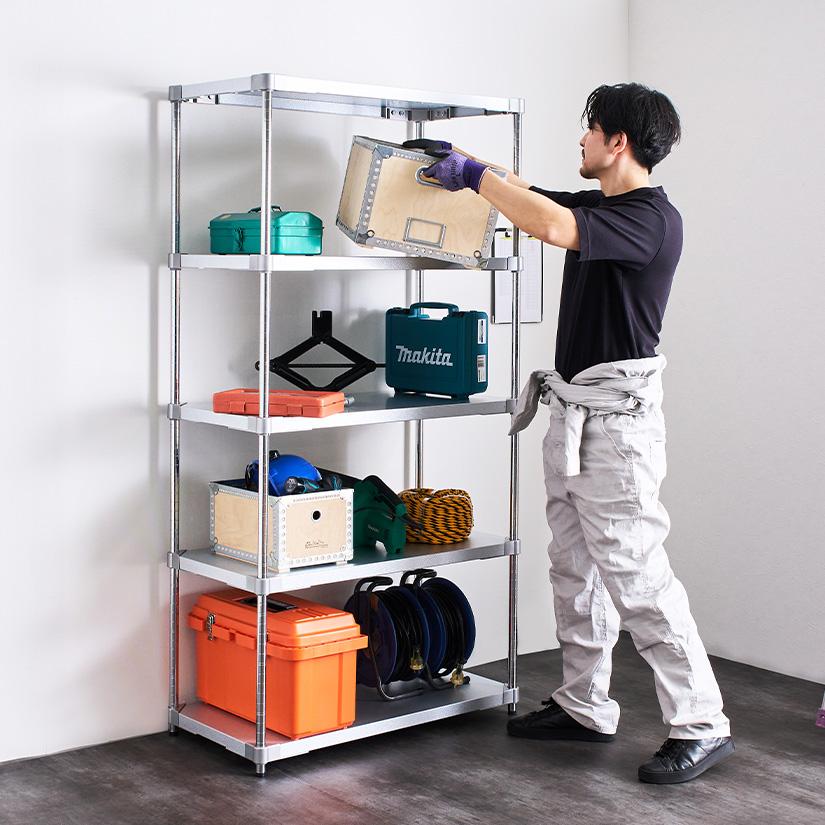 PROFACE プロフェイス ガルバリウム フリーラック 幅120 奥行35 高さ90 3段 (幅121.7×奥行36.2×高さ90.5cm ...