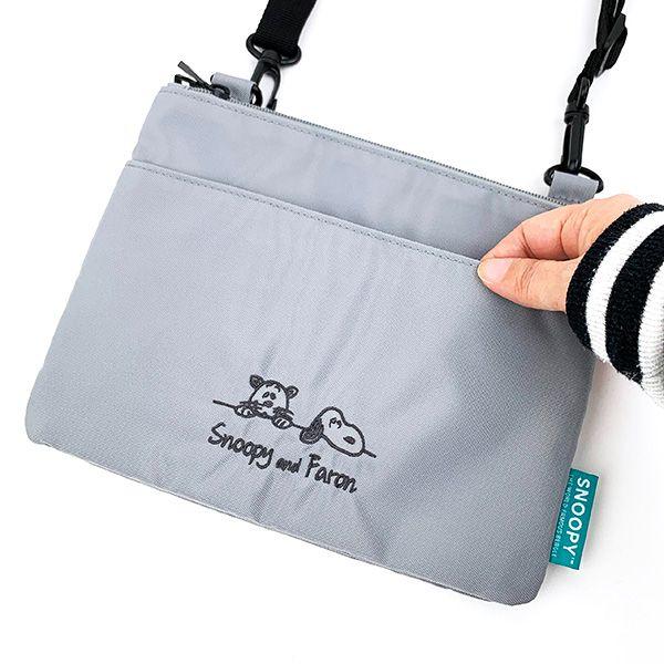 SNOOPY スヌーピー 2ルームショルダーバッグ スヌーピー＆ファーロン グレー サコッシュ かばん : パーフェクトワールド - 通販 - Yahoo!ショッピング