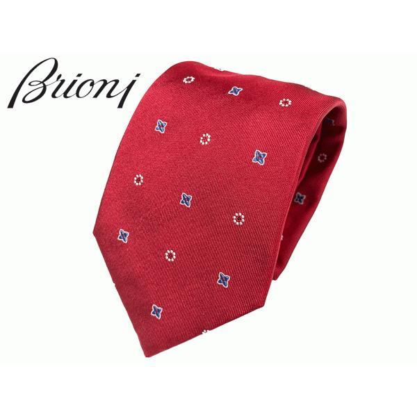 Brioni ブリオーニ ネクタイ O61D00 P941J 6448 BRIONI RED BLUETTE レッド系地 フラワー柄 小紋 シルク ハンドメイド : ペルレイ - 通販 ...