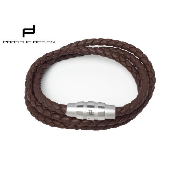 PORSCHE DESIGN（ポルシェ デザイン） ポルシェ デザイン Grooves BROWN Triple Bracelet PDロゴ ...