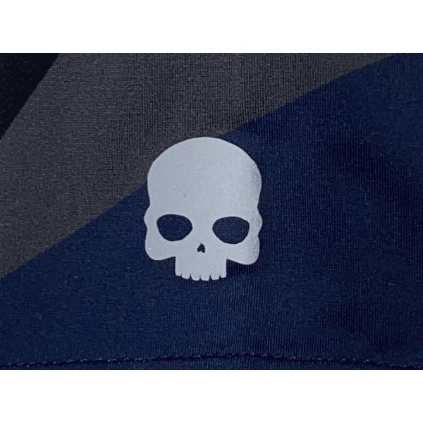 HYDROGEN（ハイドロゲン） G00015 再帰反射 スカル絵柄入り メンズ 灰色Xカモフラージュ柄 長袖 ハーフジップ ゴルフ シャツ ...