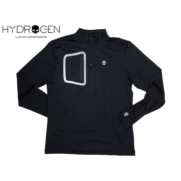 HYDROGEN ハイドロゲン G00015 スカル絵柄入り メンズ ブラック 長袖 ハーフジップ ゴルフ シャツ M : ペルレイ - 通販 ...