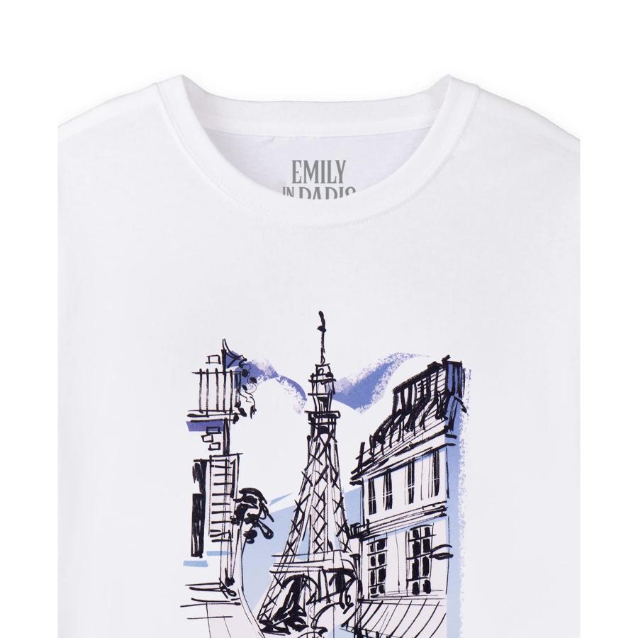 (エミリー、パリへ行く) Emily In Paris オフィシャル商品 レディース Sketchy Cityscape Tシャツ 半袖 トップス NS7724 (ホ : Pertemba ...