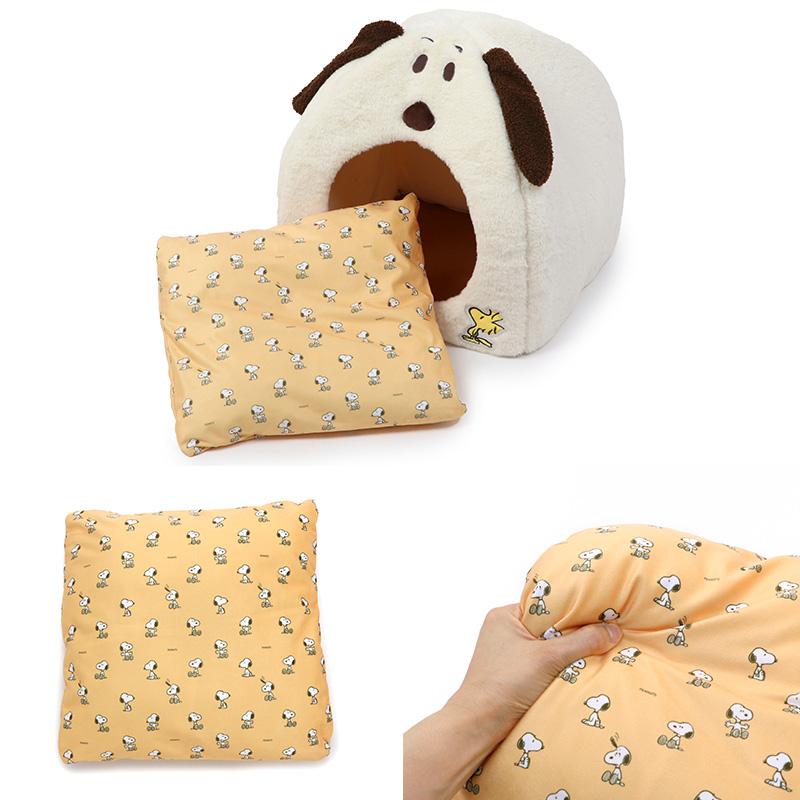SNOOPY 犬 ペットベッド おしゃれ スヌーピー ハウス (43×41cm) ホワイト | 小型犬 通年 クッション付き カドラー あごのせ かわいい : ペットパラダイス - 通販 ...