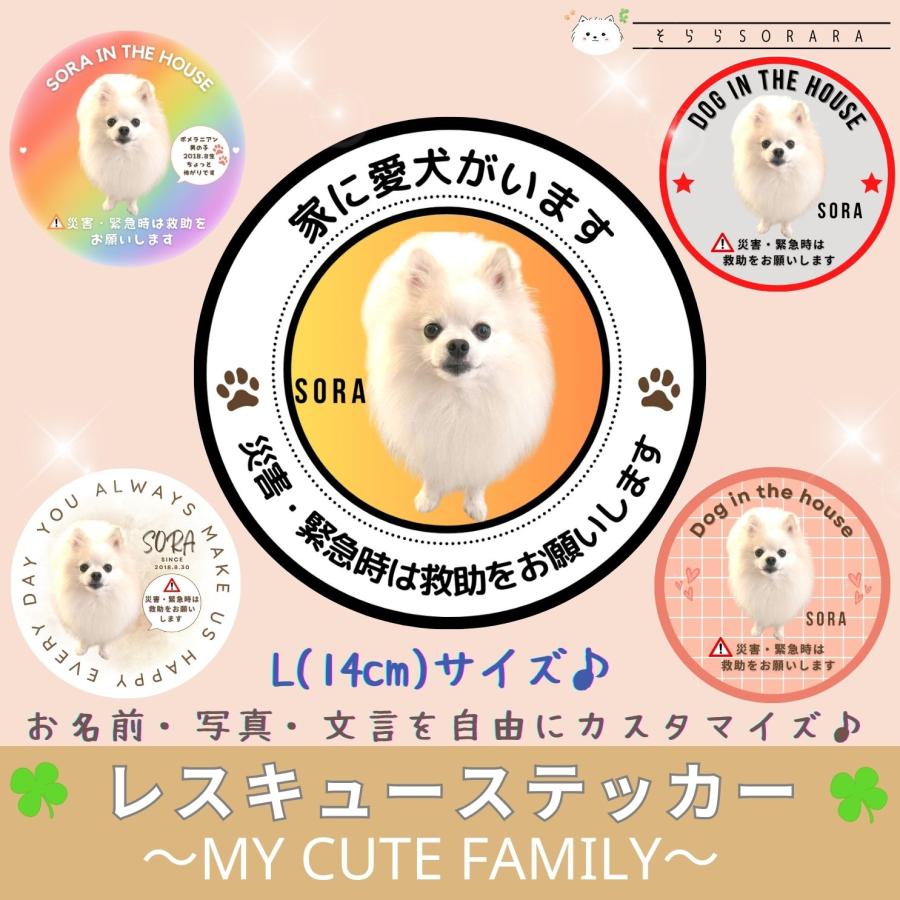 14cm Lサイズ レスキューステッカー My Cute Family うちの子専用 いざという備えに プレゼントに : ssr-rsc-sl ...