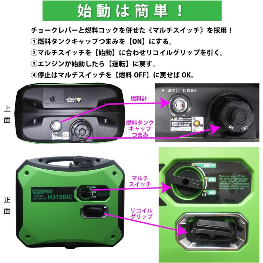 MTO インバーター発電機 グリーン H3150IC : PETASUTO ONLINE SHOP - 通販 - Yahoo!ショッピング