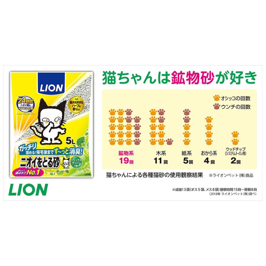 LION ライオン ニオイをとる砂 香りプラス リラックスグリーンの香り 5L : ペットゴー 3号館 ヤフー店 - 通販 - Yahoo!ショッピング
