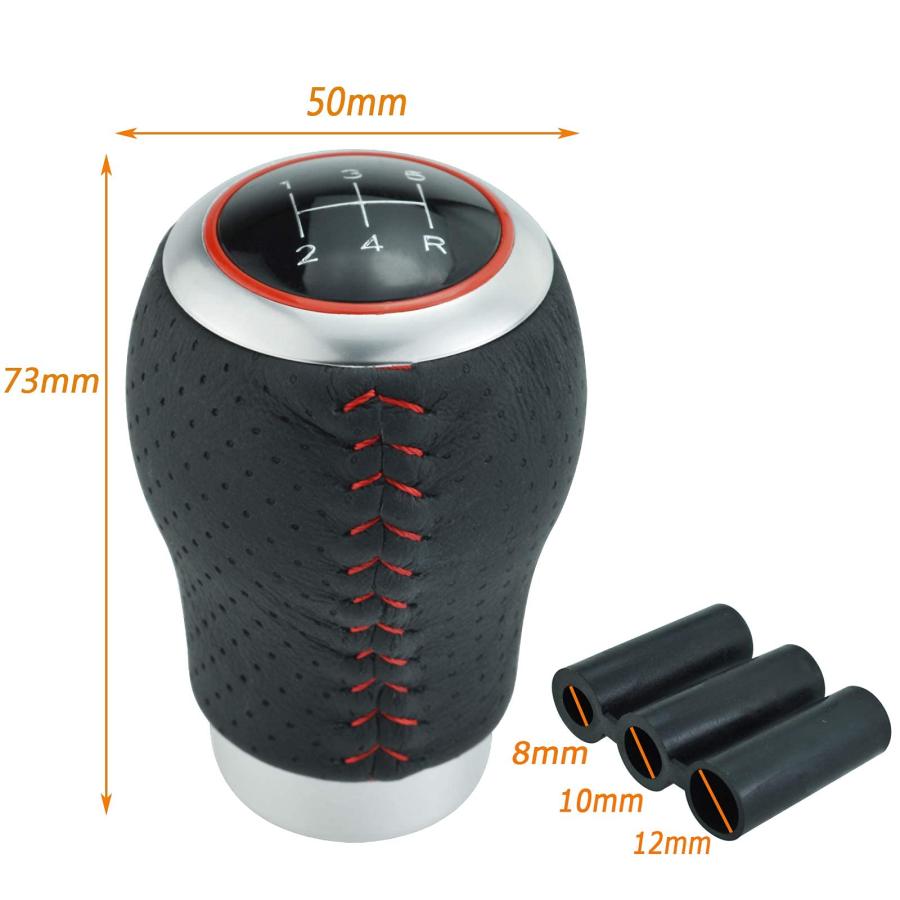 Lunsomレザー5速シフトノブカーギアシフトノブゼネラルオートマニュアル車 (赤ステッチ) : ERENA - 通販 - Yahoo!ショッピング