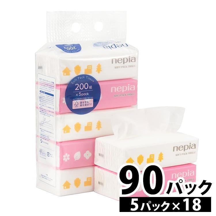 ネピア ティッシュ ティッシュペーパー 箱ティッシュ ボックスティッシュ ティシュペーパー ソフトパックティッシュ nepia 90パック コンパクト 5P×18個セット : メガストア ...
