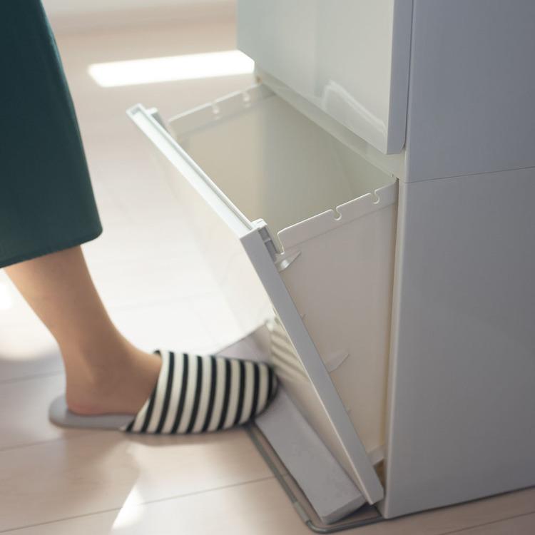 アスベル ゴミ箱 インテリア ダストボックス 分別ペダル2段ワイド40L ホワイト A6604 (D)(B) : メガストア Yahoo!店 - 通販 - Yahoo!ショッピング