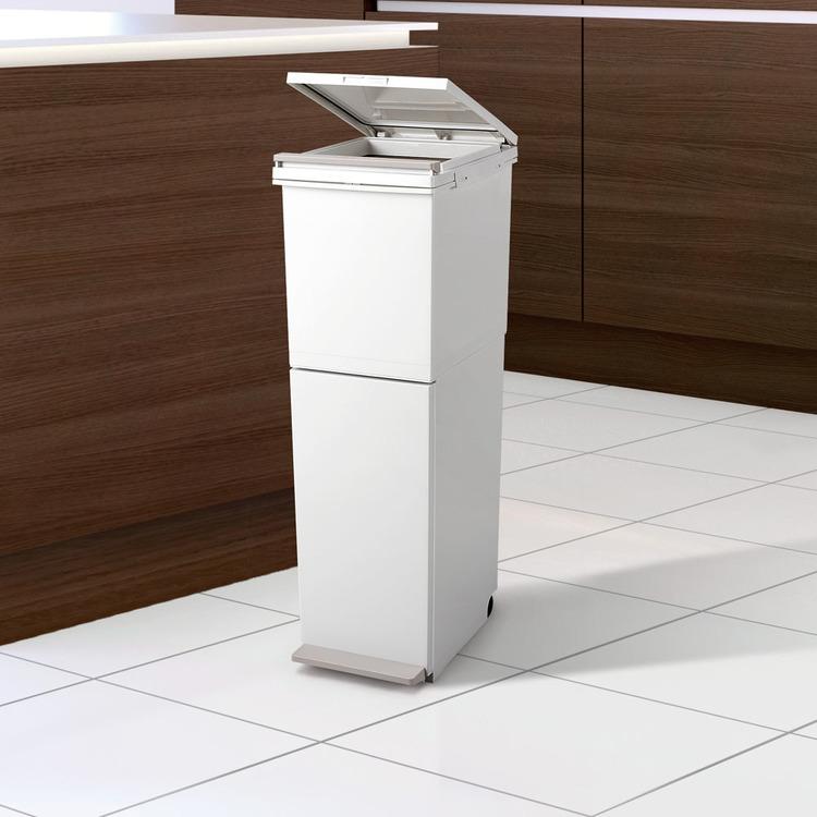 アスベル ゴミ箱 インテリア ダストボックス 分別ペダル2段スリム38L ホワイト A6605 (D)(B) : メガストア Yahoo!店 - 通販 - Yahoo!ショッピング
